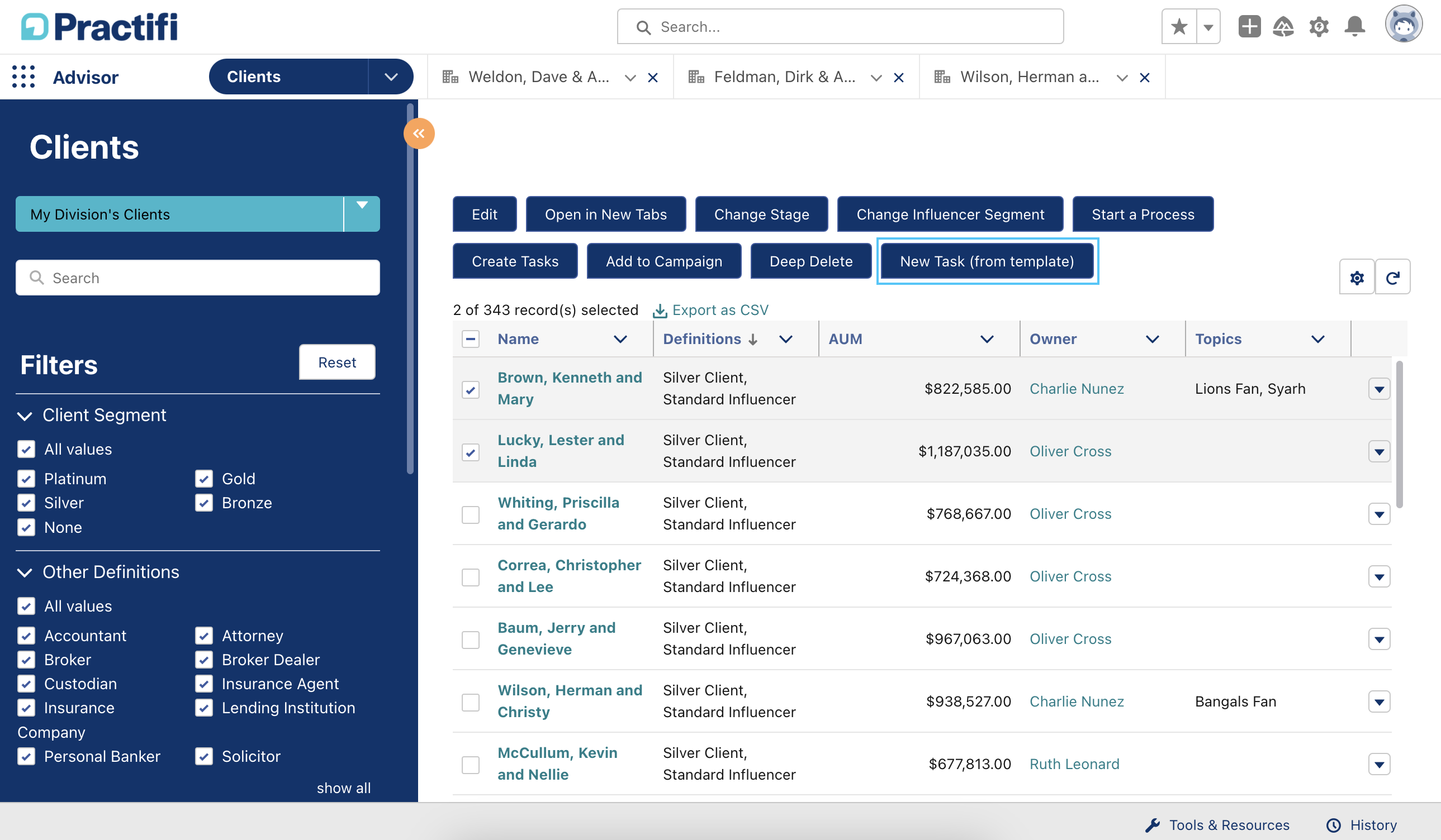 Creating Tasks in Bulk – Practifi Success